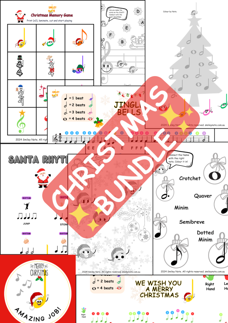 Christmas Music Activities Bundle – Smiley Note + try on the piano easy ...